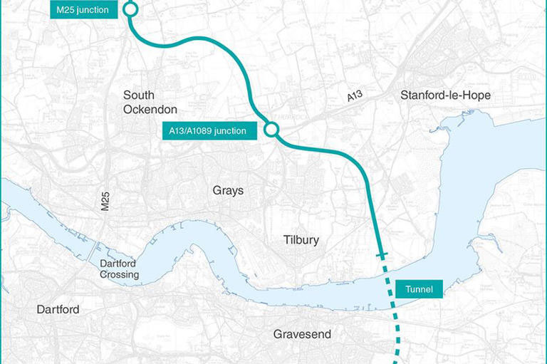 Lower Thames Crossing Map for M25 Route - Reflecting London